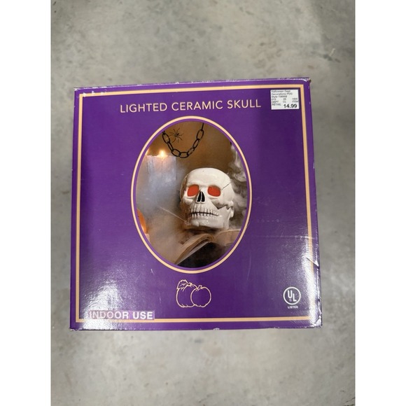 Holiday | Gothic Ceramic Skull Lighted Skeleton Head Halloween Prop ...